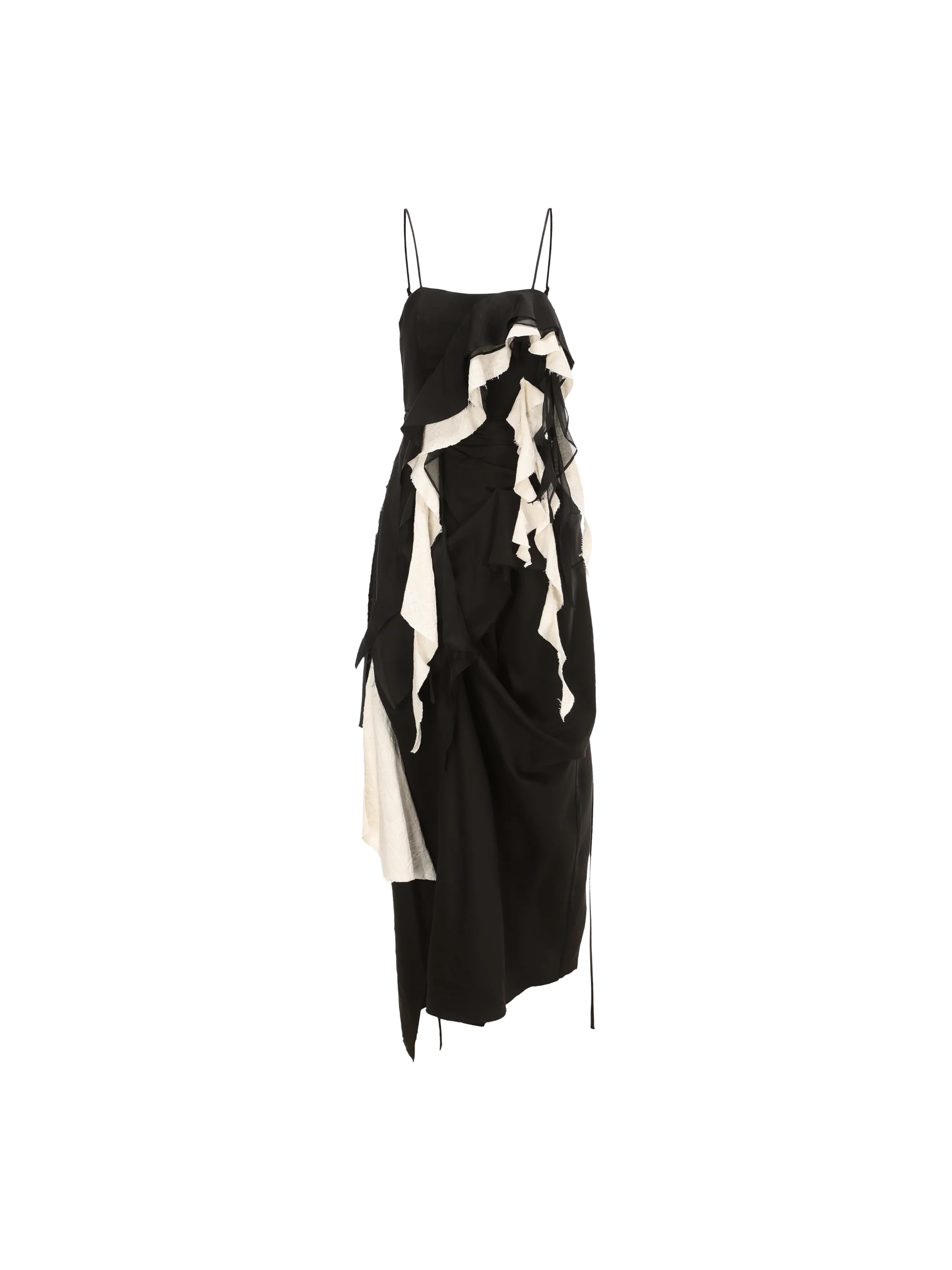 Black And White Deconstructed Flutter Piece Camisole Long Dress